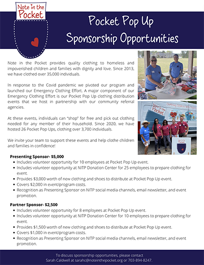 Clothing Distribution Events - Note in the Pocket